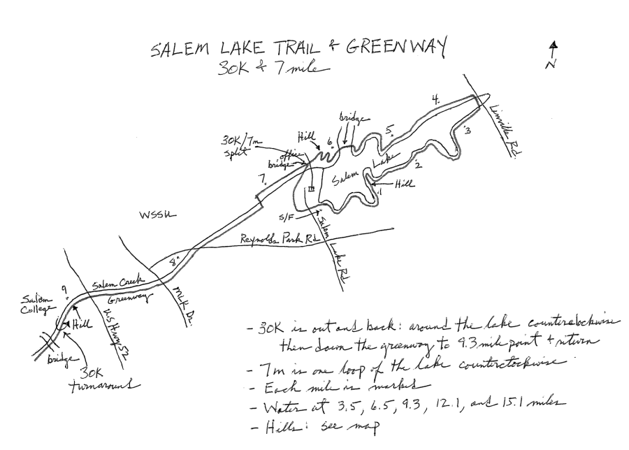Salem Lake 30k, 7 mile, and 5k Trail Runs: Course Description