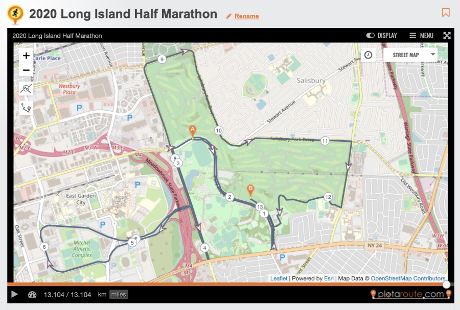 The Jovia Long Island Marathon Festival of Events: 1/2 MARATHON COURSE MAP