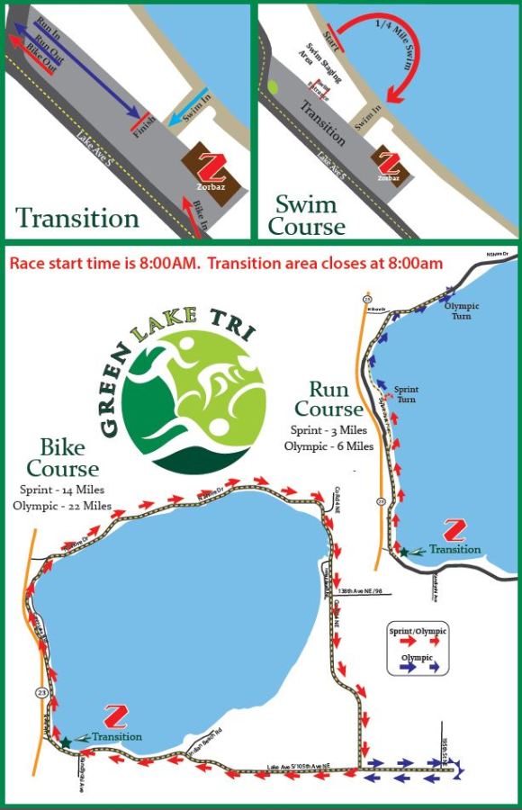 Green Lake Triathlon - Family Weekend: Course Maps