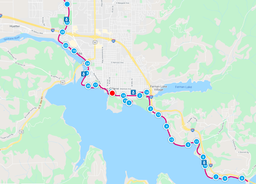 Coeur d'Alene Marathon, Half Marathon, 10k, and 5k 2021: Course Maps