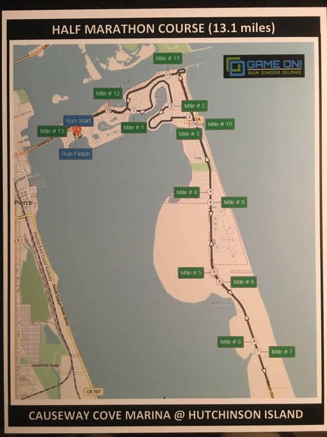 Game On! Run Hutchinson Island: Half Marathon Map