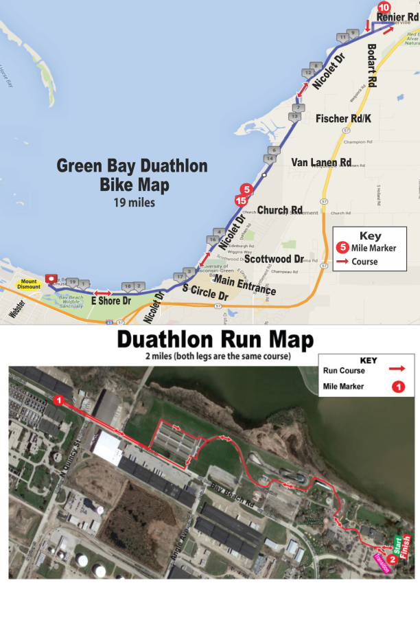 Green Bay Duathlon: Course Maps