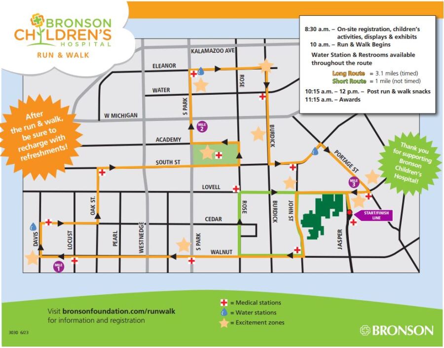 Bronson Children's Hospital Run & Walk: Route Map & Event Site