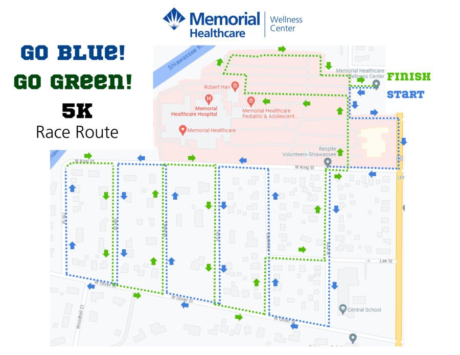 Go Blue! Go Green! 5k Run & Walk: Course Map