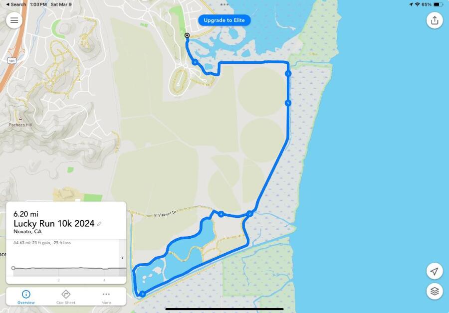 Novato Lucky Run 2024: 10K Course Map