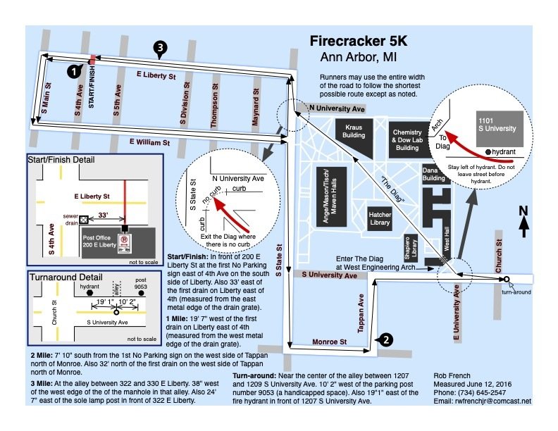 Ann Arbor Firecracker 5K: Course Maps